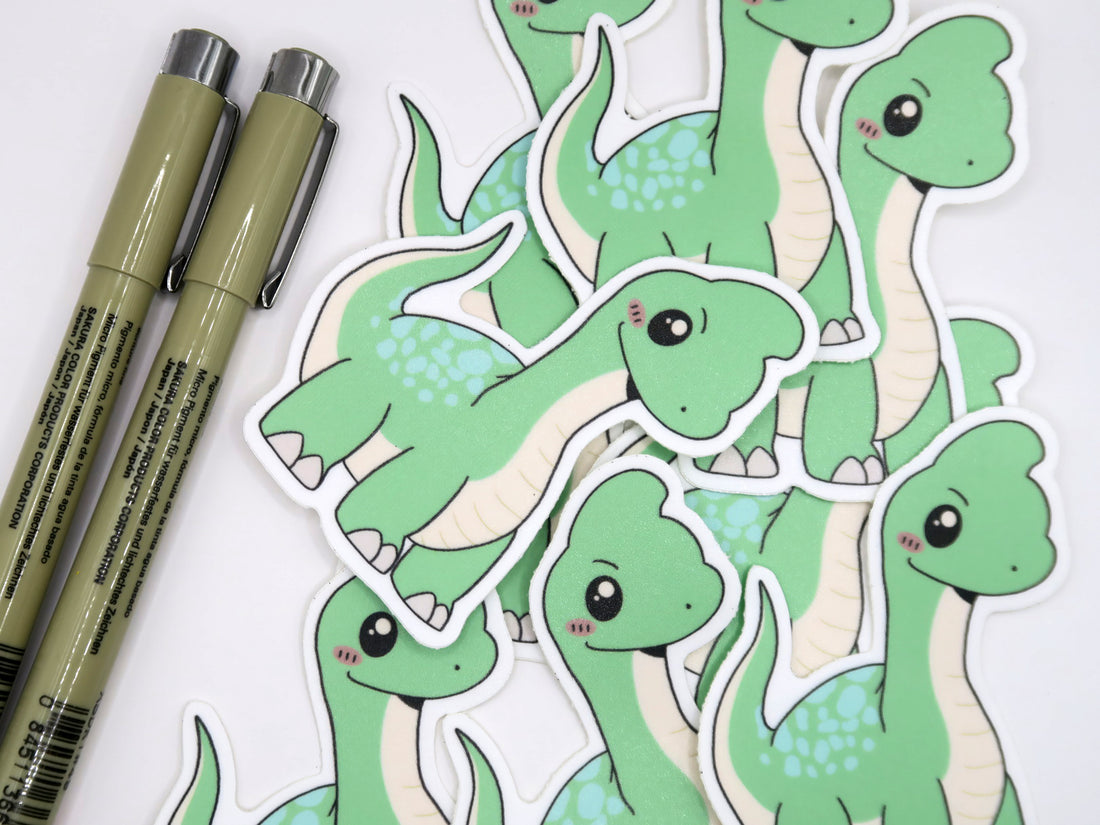 chibi brachiosaurus dino sticker – Paleo Patchworks